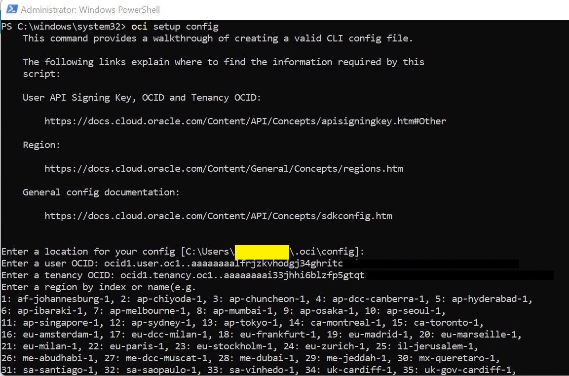 Configure Oracle Oci Command Line Interface Cli In Windows Oracleshare
